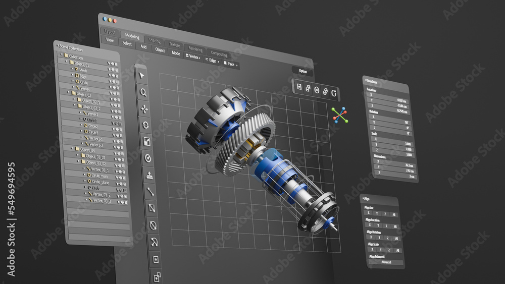 Engineering designer design 3D CAD software program Industrial engine ...