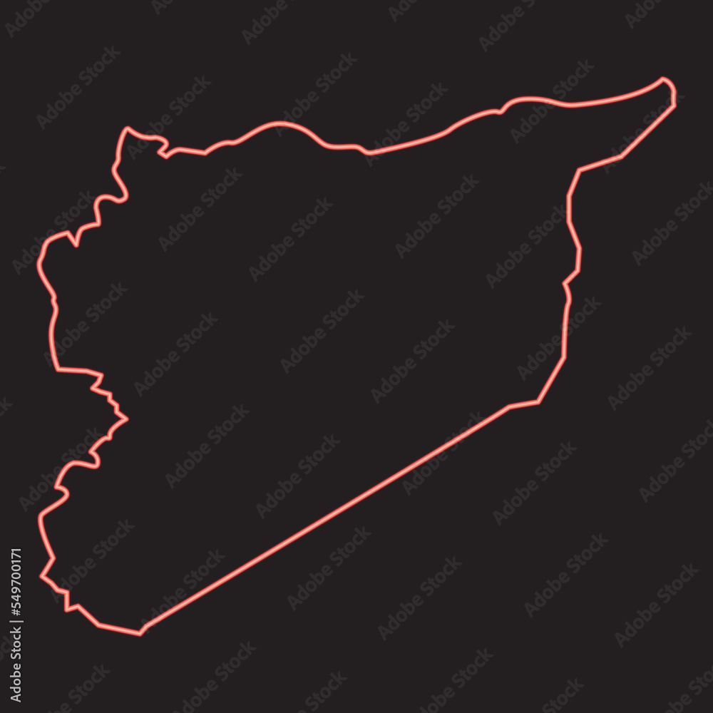 Neon map of syria red color vector illustration image flat style Stock ...