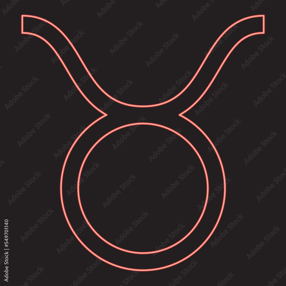Neon taurus symbol red color vector illustration image flat style Stock ...