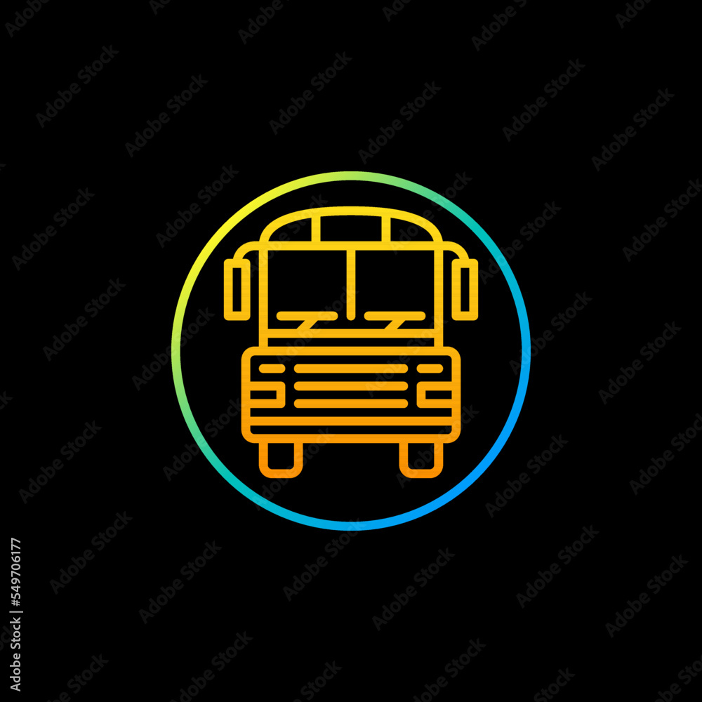 Circle with School Bus vector vehicle concept yellow line icon Stock ...