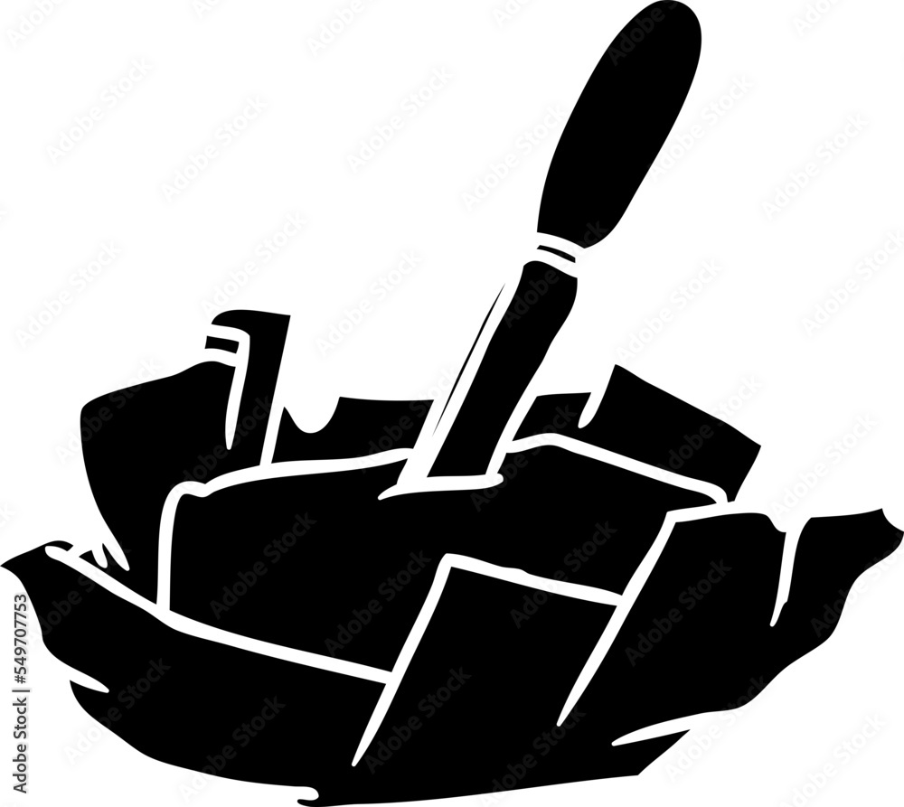 line drawing of a traditional pat of butter with knife Stock Vector ...
