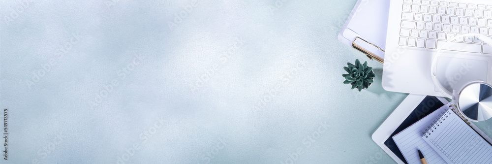 Simple minimalist home office desk workspace with laptop, cactus ...