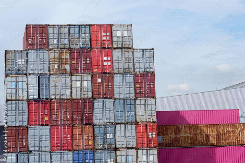 container stack Industrial logistics in container yard for logistics ...