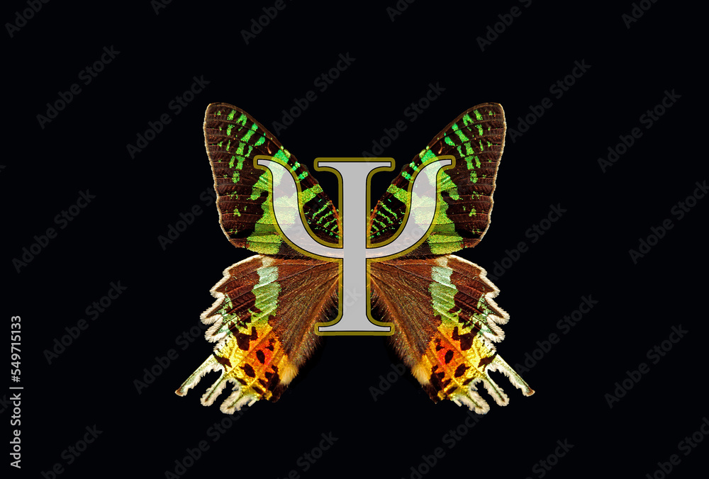 Símbolo de Psicología. Mariposa y símbolo de la letra "Psi ...