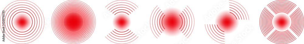 Red monitor signal detection waves. Pulse or noise symbols. Speaker ...