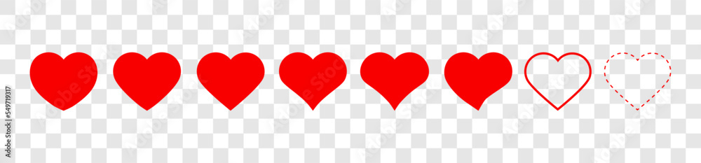 Red Heart icon.Line heart shape.Simple line heart icon.Vector set of ...