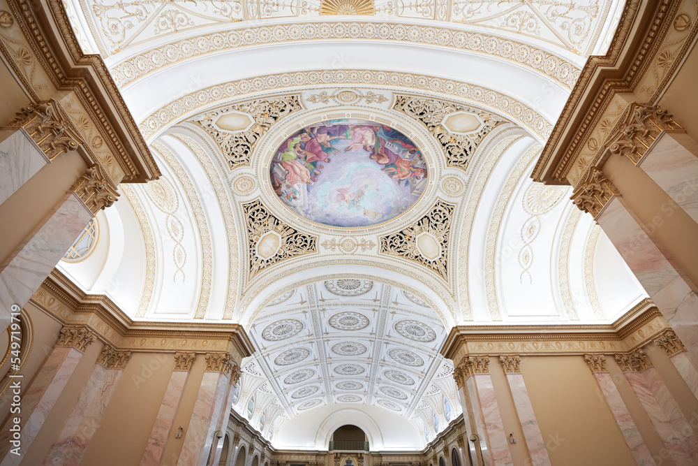 Wide angle view from the interior of the National Museum of Art of ...