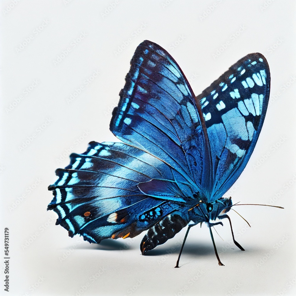 Beautiful blue butterfly isolated on a white background. Generative AI ...
