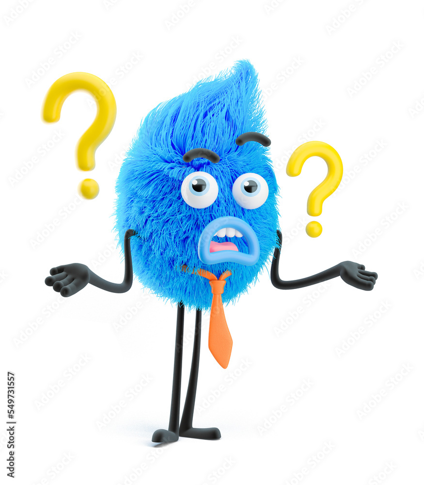 Fluffy businessman solves the problem. 3d illustration. Cartoon ...