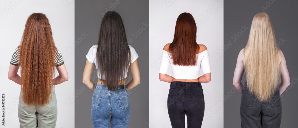 Collage female hair back view Stock Photo | Adobe Stock