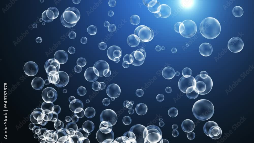Underwater Bubbles Rising With Sun Effects. Underwater Sunlight Effect With Rising Soap Bubbles ...