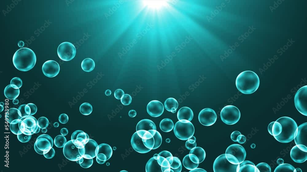 Underwater Bubbles Rising With Sun Effects. Underwater Sunlight Effect ...