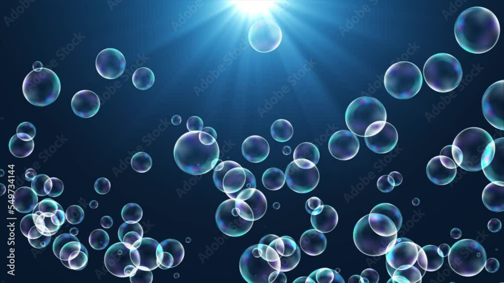 Underwater Bubbles Rising With Sun Effects. Underwater Sunlight Effect ...