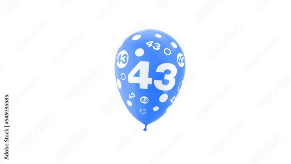Balloon Animation with number 43. Loop Animation. With Green Screen and ...