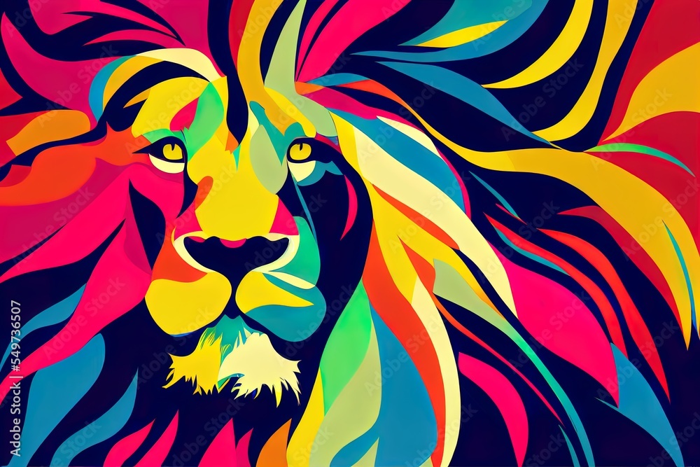 Colorful Lion Head Modern Pop Art - Drawing, Digital Art, Vector ...