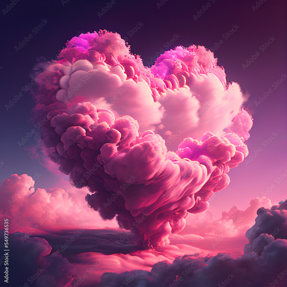 Pink Heart Clouds