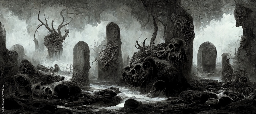 Ancient Beast Tomb Grave Ruins Fantasy Landscape - Digital Art, Concept ...