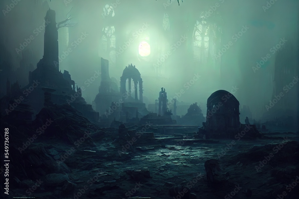 Ancient Beast Tomb Grave Ruins Fantasy Landscape - Digital Art, Concept ...