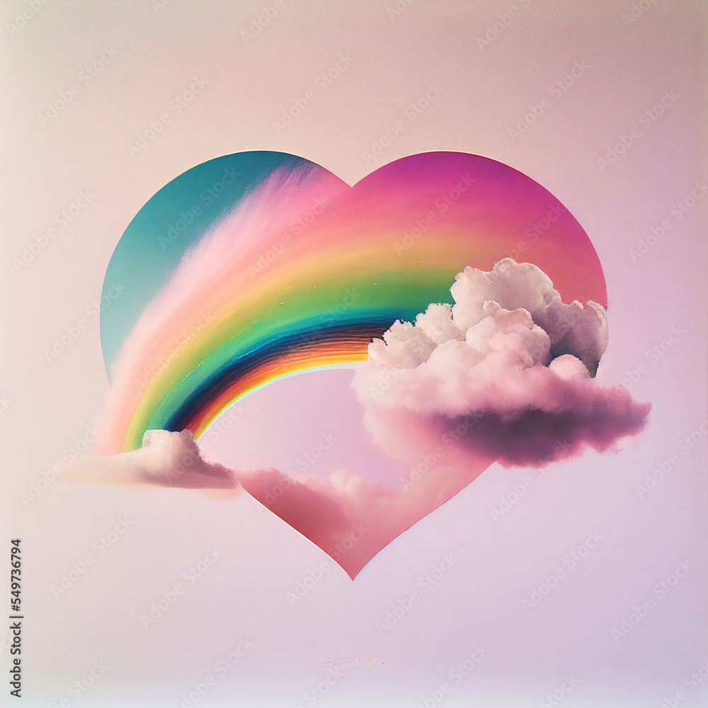 Rainbow heart cloud. Love cloud in the sky. LGBT love background. Queer ...