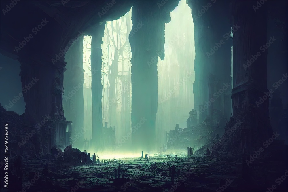 Ancient Beast Tomb Grave Ruins Fantasy Landscape - Digital Art, Concept ...