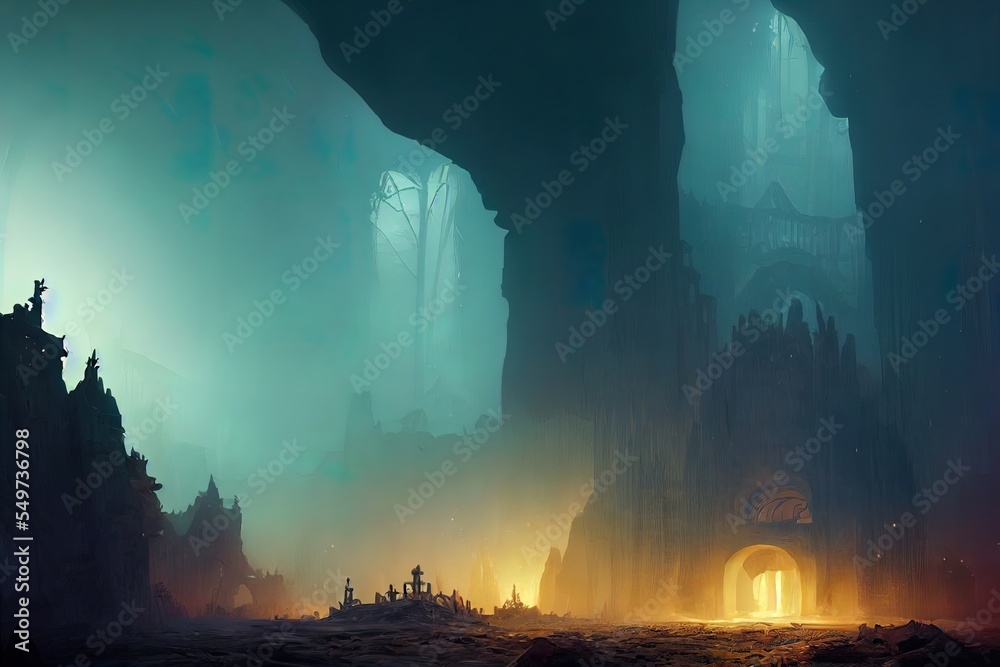 Ancient Beast Tomb Grave Ruins Fantasy Landscape - Digital Art, Concept ...