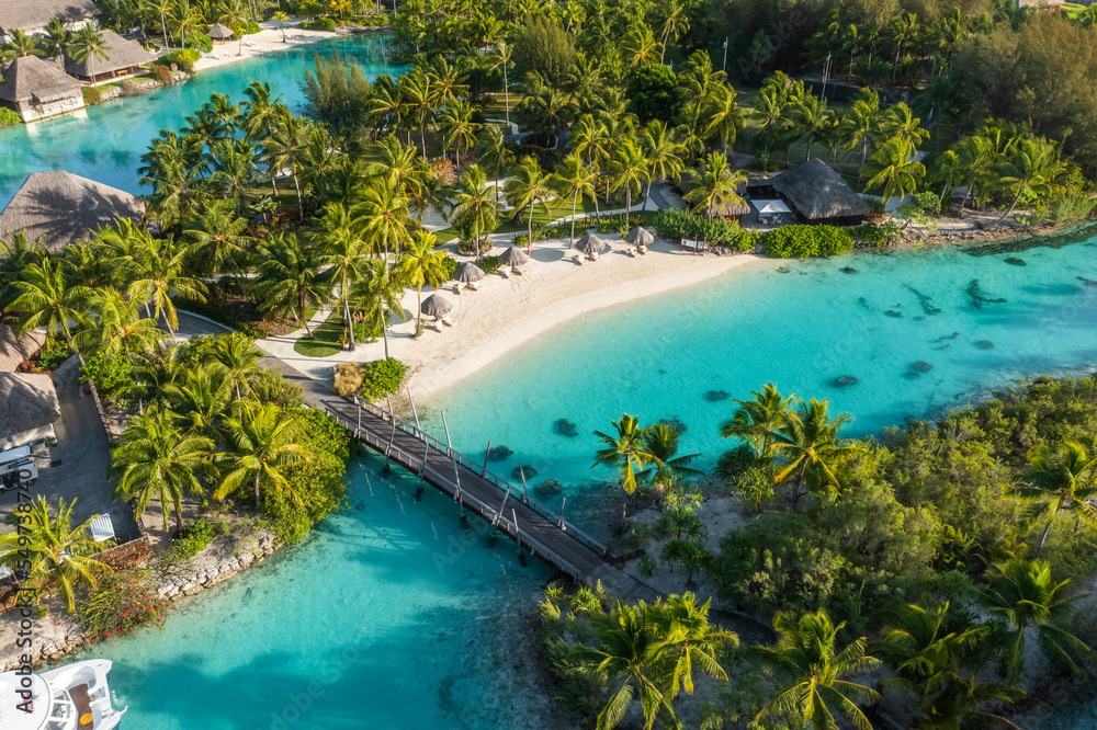 Moorea, French Polynesia - 14 November 2022: Aerial view of boats ...