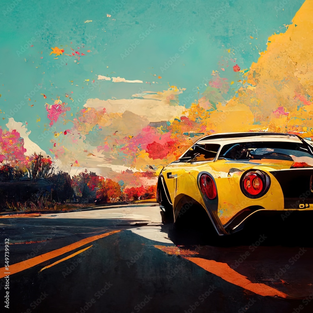 Modern Sport Cars Race, Forest in Background - Digital Art, Concept Art ...