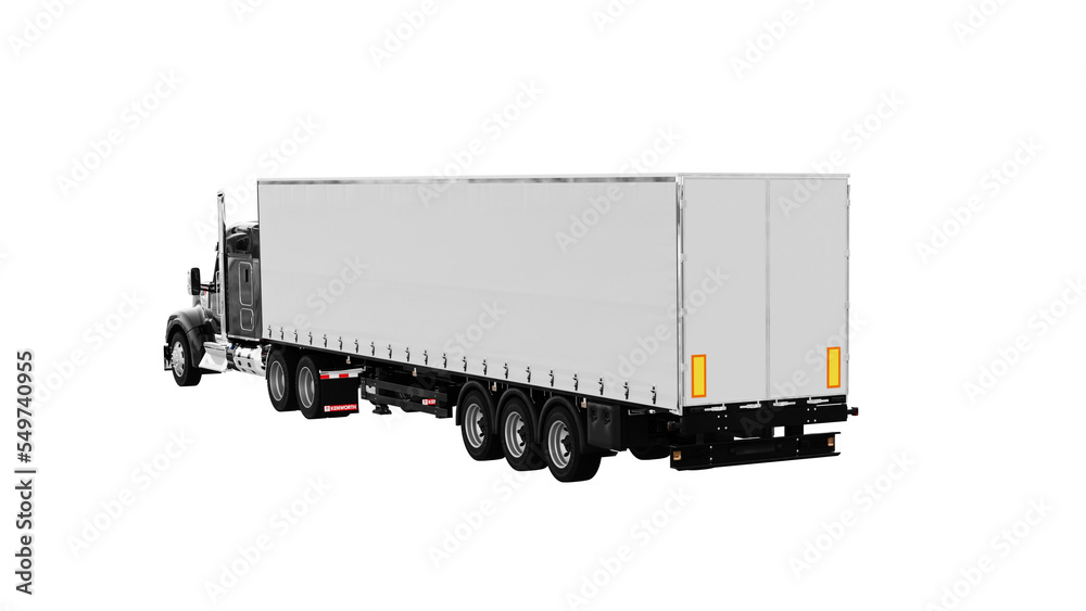 BACK view of white TRUCK isolated on white, kenworth w990 long png ...
