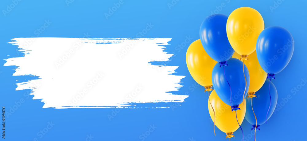 Banner with bunch of helium balloons and copy space for your slogan ...