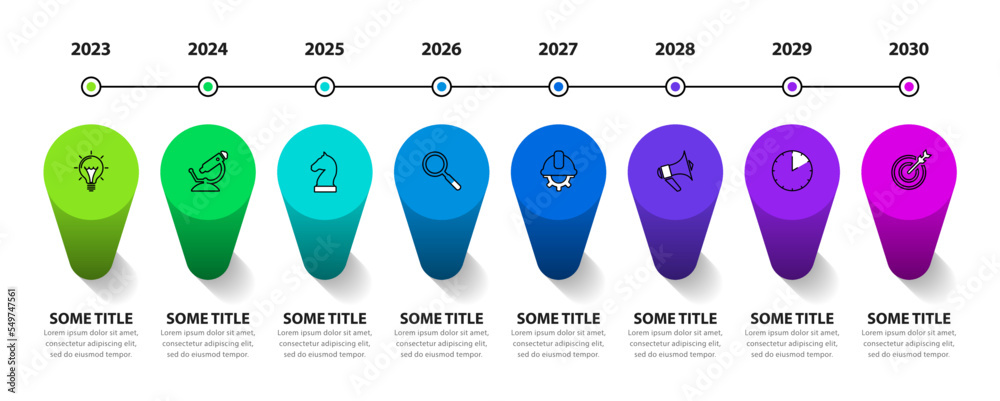 Infographic template. 3d columns with 8 steps and timeline Stock Vector ...
