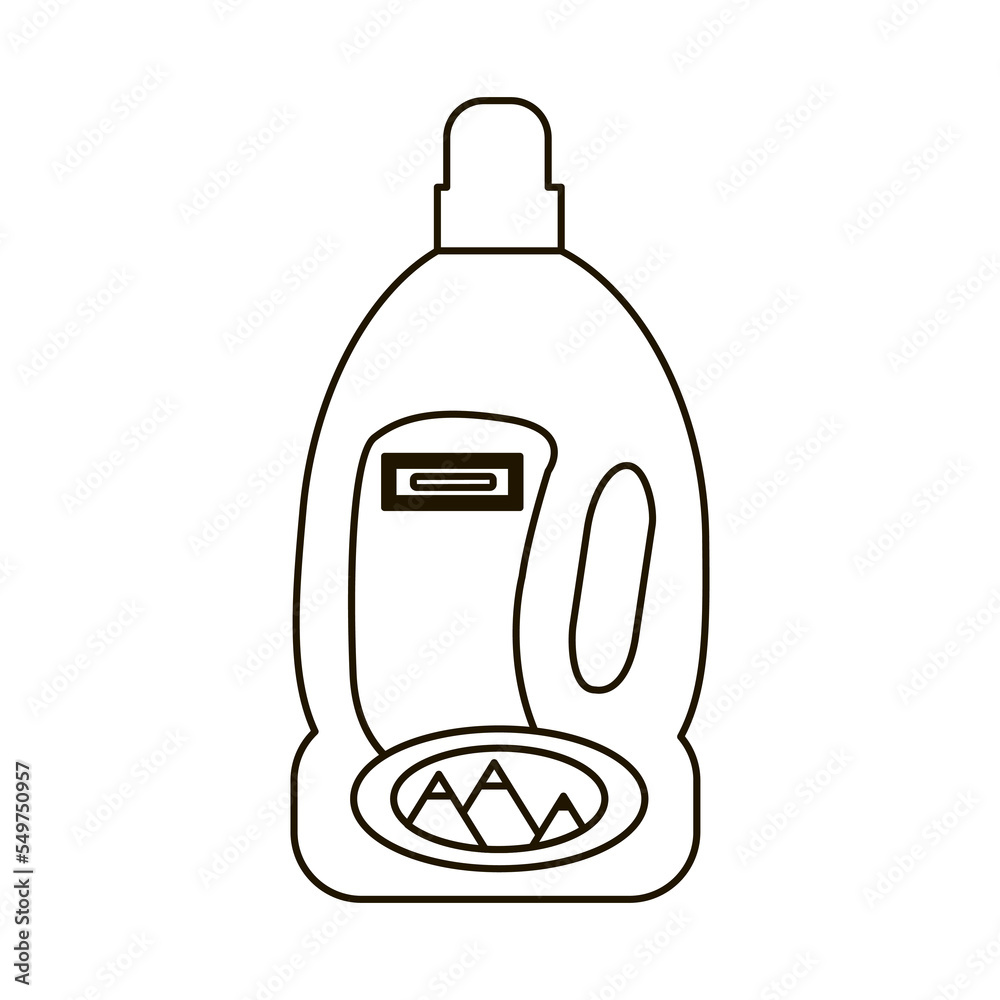 Vector Outline Illustration of Household Cleaning Bottle Isolated on ...