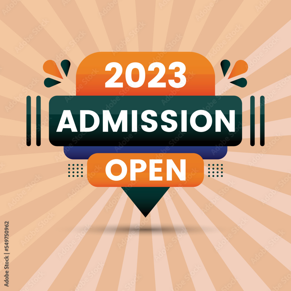 admission open sticker or label design for poster and banners with a ...