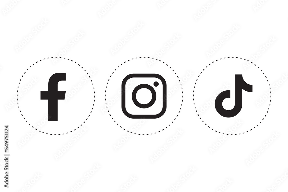 Facebook, instagram and tiktok icon Stock Vector | Adobe Stock