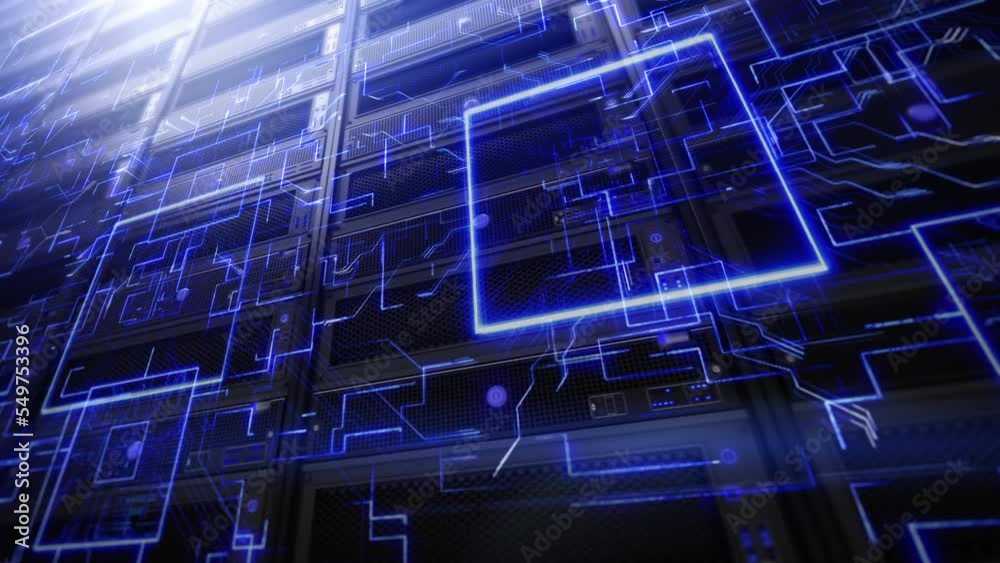 Vídeo do Stock: High Quality Futuristic 3D Animation of Rack Server ...