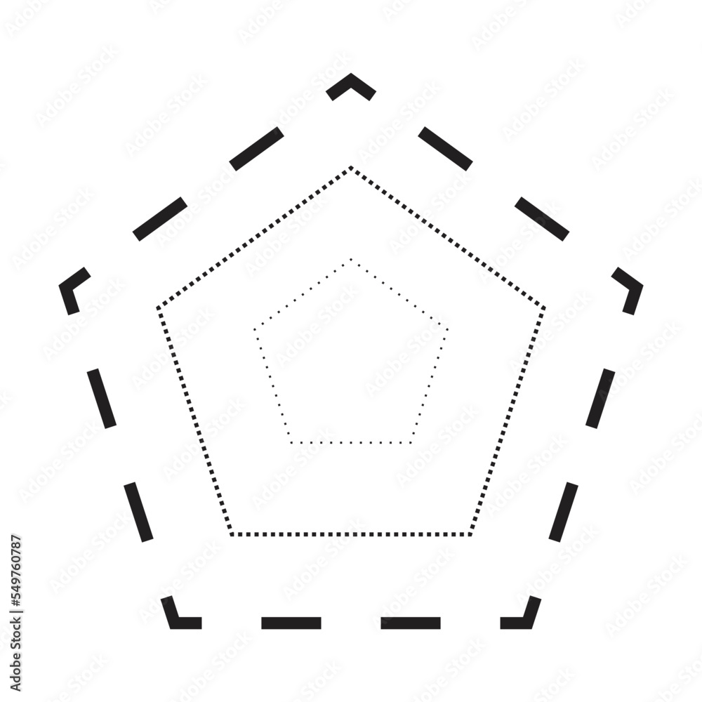 Tracing pentagon shape symbol, dashed and dotted broken line element ...