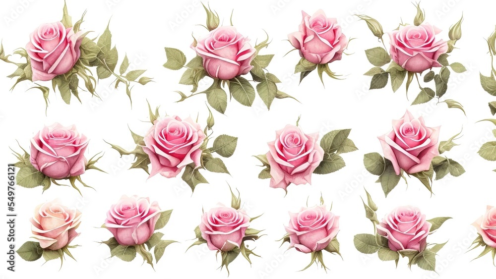Watercolor roses clip art, hand painted watercolor mockup clipart ...