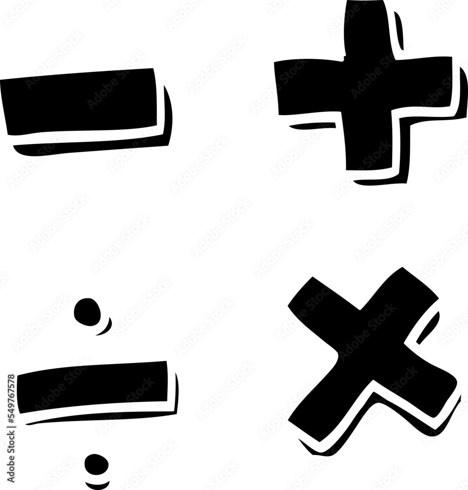 black and white cartoon math symbols Stock Vector | Adobe Stock