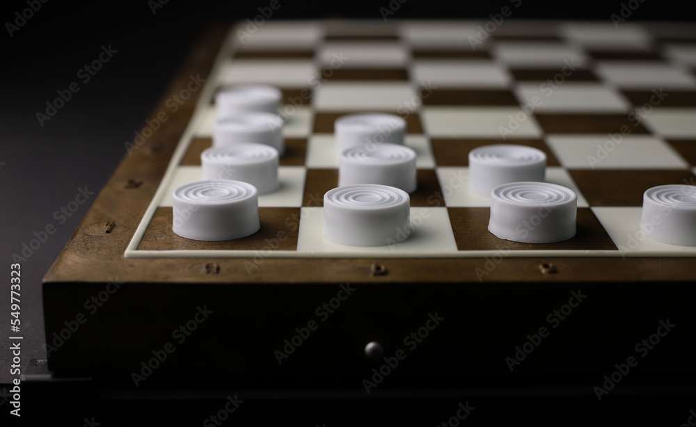 logical and educational checkers game for family and friends. white and ...