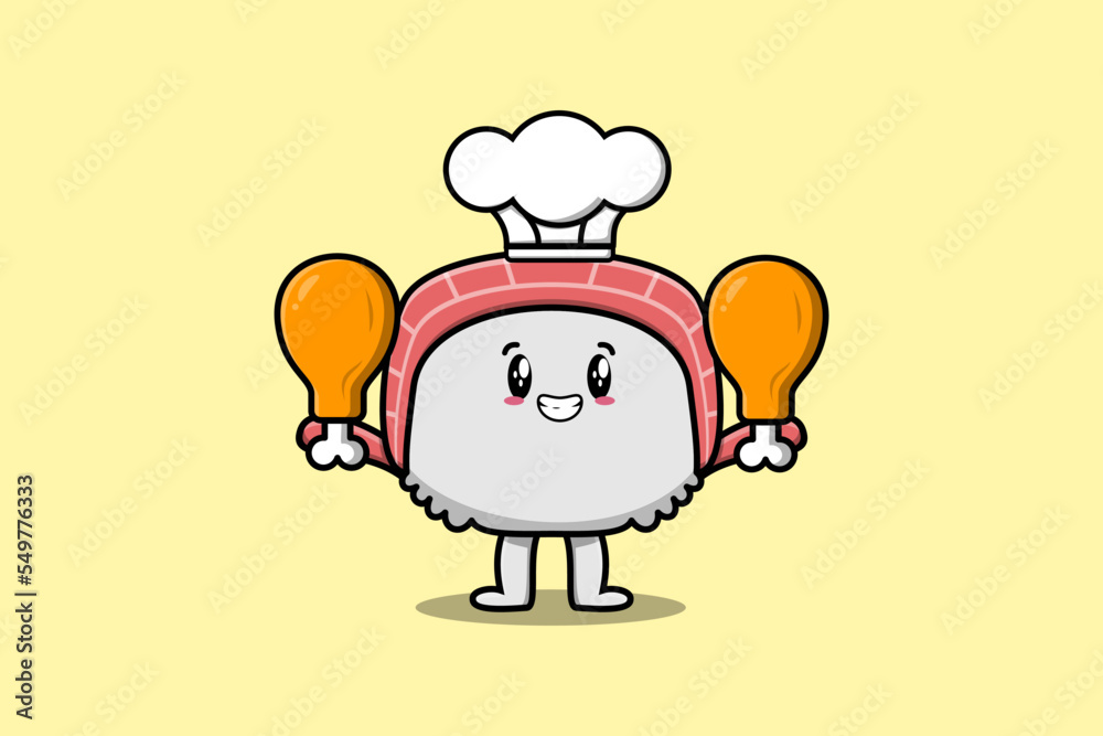 Cute cartoon Sushi chef character flat cartoon style illustration Stock ...