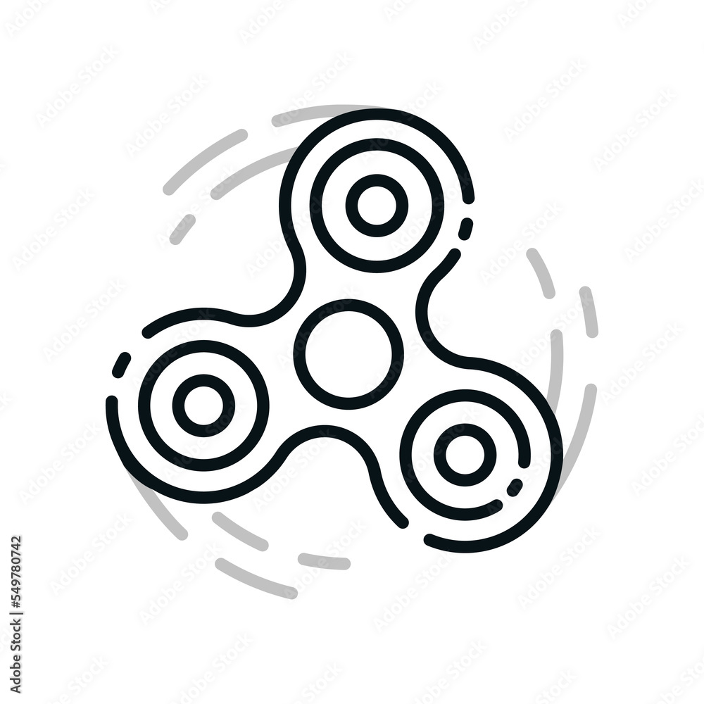 Fidget spinner icon in move. Finger spinner linear logo design ...