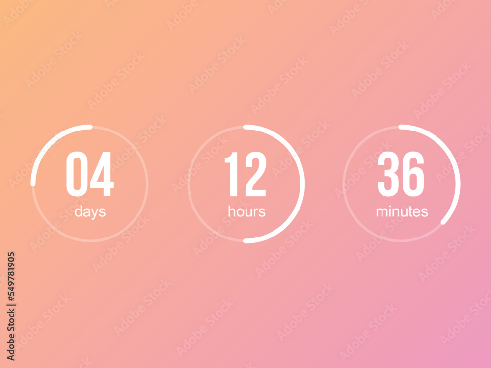Countdown Timer Vector Clock Counter Count Down Web Site Vector Flat Line Template Digital