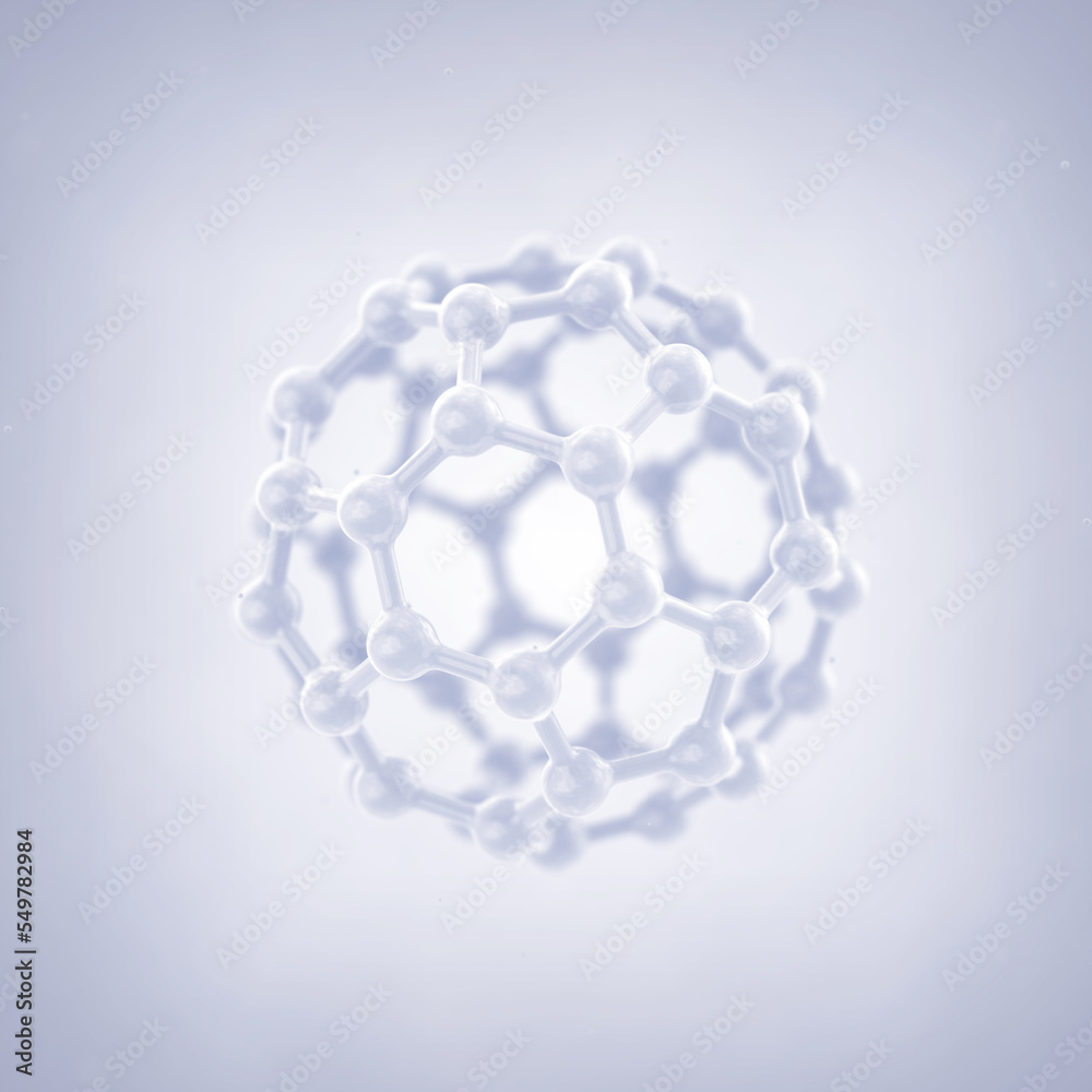 Carbon buckyball molecule (Fullerene). Nanomaterial structure Stock ...