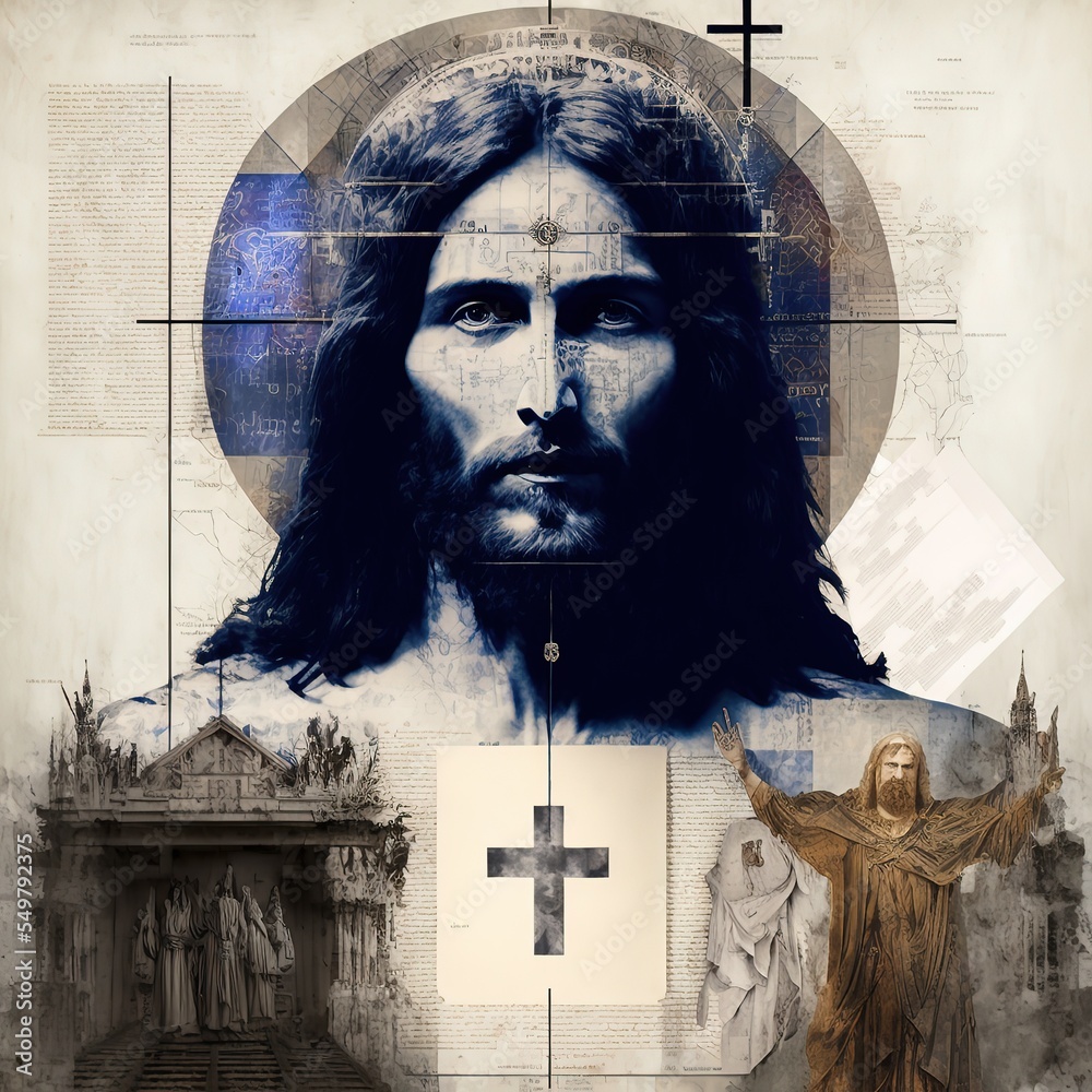 Collage on the theme of Christianity and Jesus Christ in the style of ...