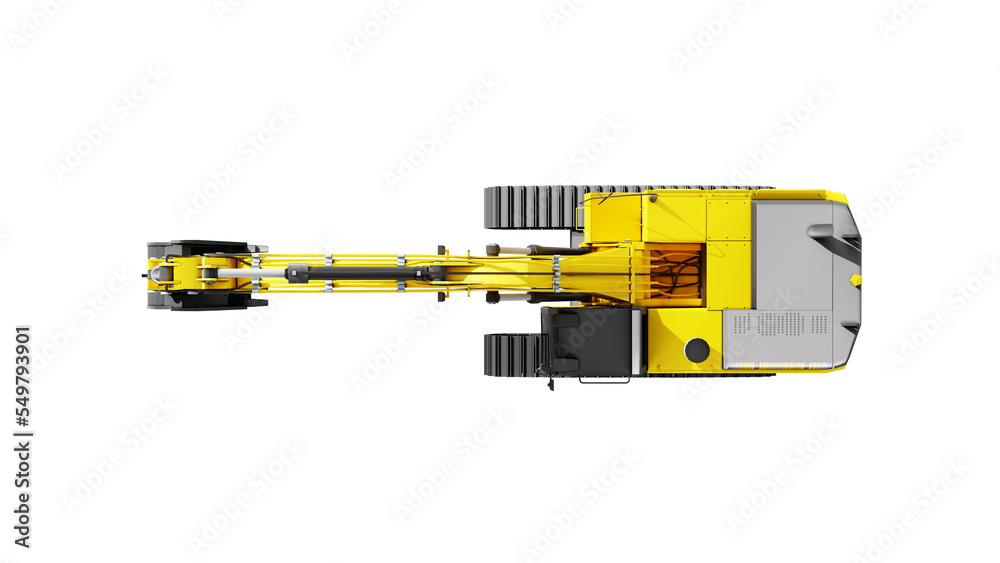 TOP view of EXCAVATOR isolated on white, CAT EXCAVATOR long png ...
