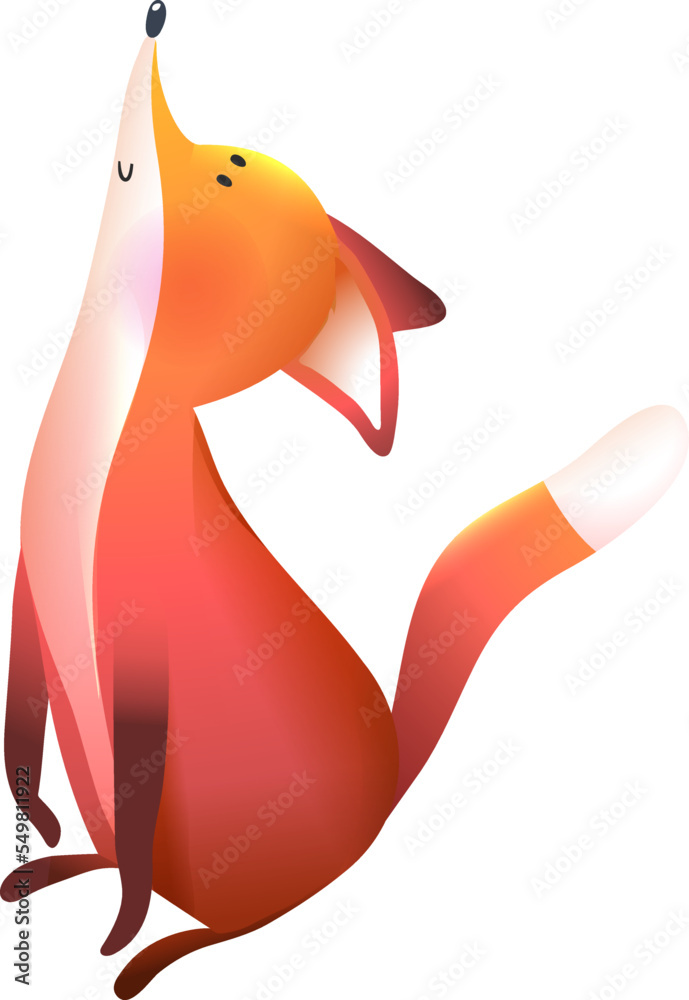 Little Cute Red Fox Looking Up Sitting. Cute artistic animal foxy ...