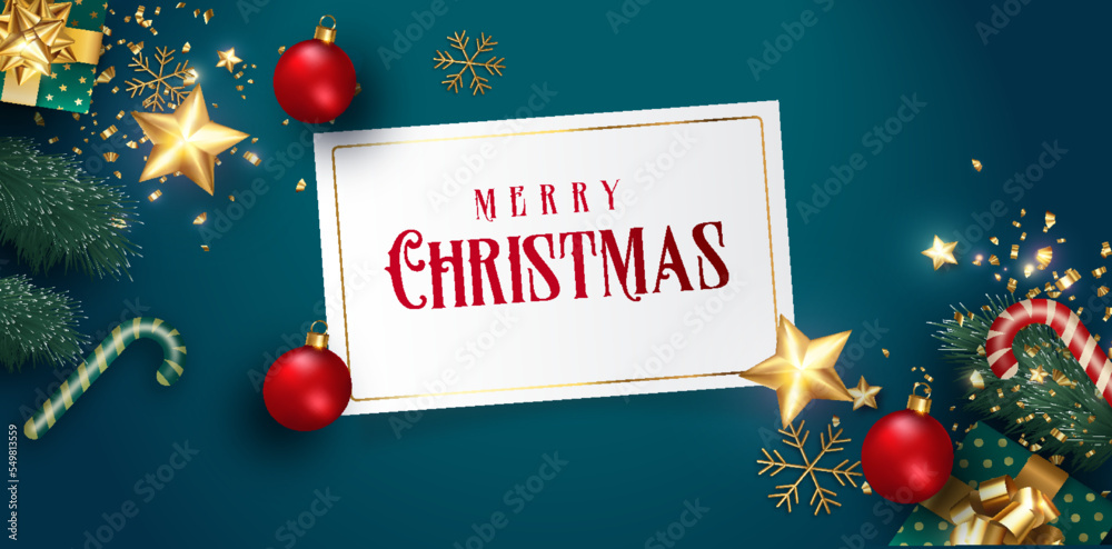 Merry Christmas Layout Composition Background. Festive Christmas ...