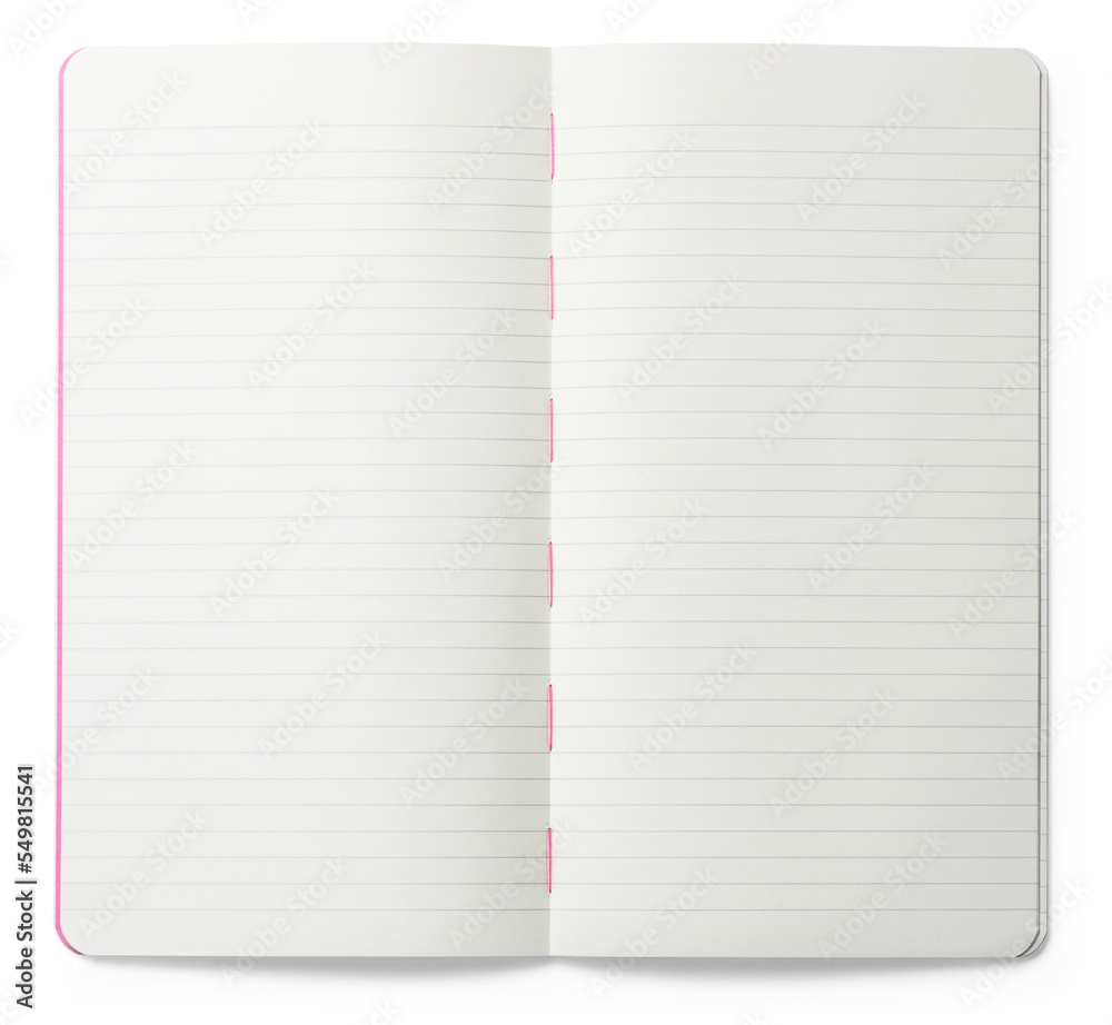 blank open ruled notebook with neon pink thread / binding and pink ...