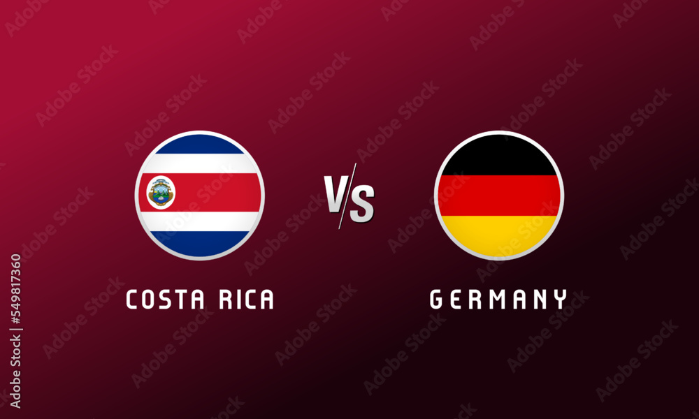 Costa Rica vs Germany flag round emblem. Football cover background with ...