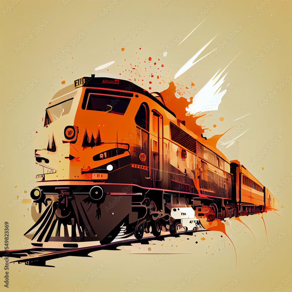 Train, locomotive, railway, railroad, trasportation, cartoon, beautiful ...