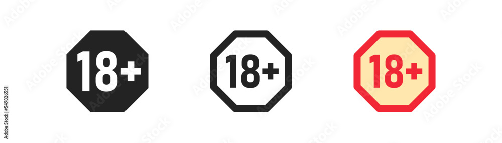Under eighteen years prohibition iconon white background. Adults only ...